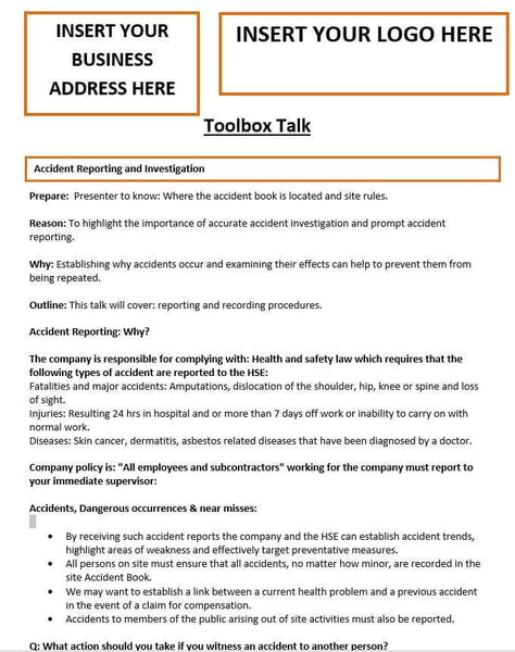 Accident Reporting and Investigation Template – SoftWash UK Ltd
