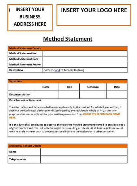 Domestic And Of Tenancy Cleaning Method Statement – SoftWash UK Ltd