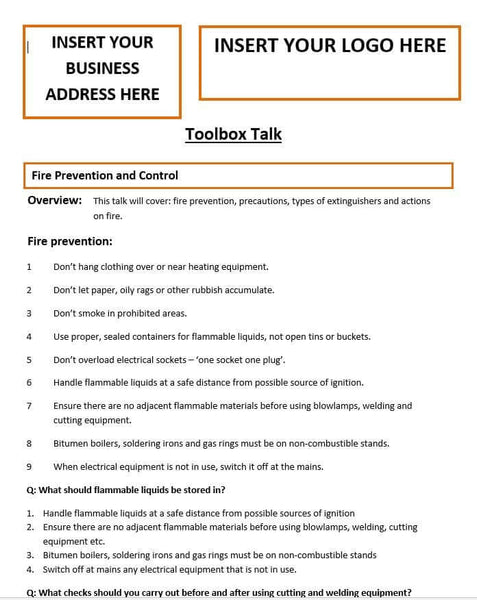 Fire Prevention and Control Template – SoftWash UK Ltd