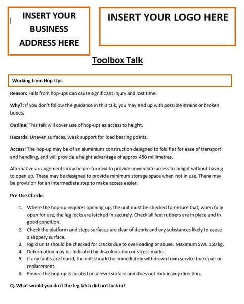 Working from Hop-Ups Template – SoftWash UK Ltd